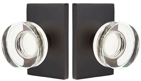 Emtek Modern Disc Crystal Door Knob Set Modern Rectangular Rosette