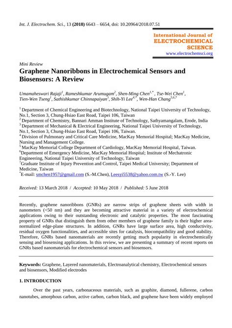 Pdf Graphene Nanoribbons In Electrochemical Sensors And Dokumen Tips