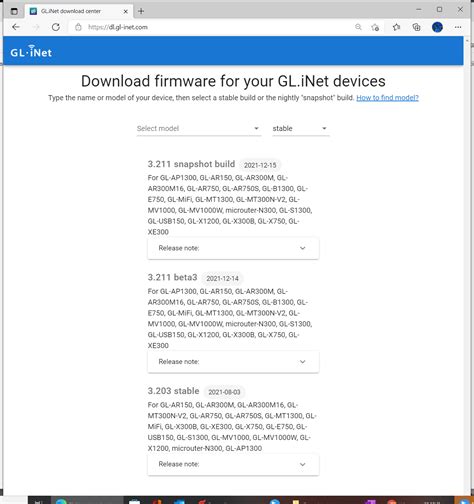 New Firmware Download Page Routers GL INet