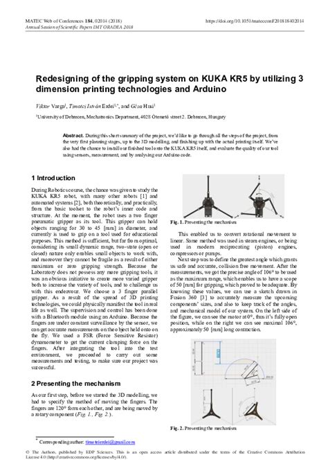Pdf Redesigning Of The Gripping System On Kuka Kr5 By Utilizing 3