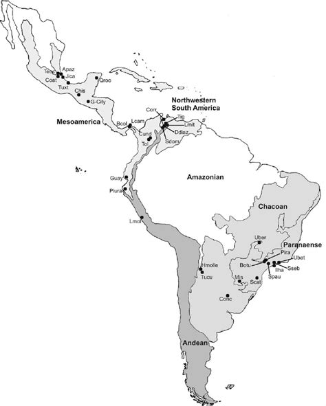 Map Of The Major Biogeographical Sub Areas From The Neotropical Region