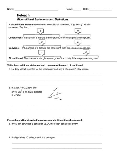 Fillable Online 2 4 Biconditional Statements Practice Handout KEY Pdf Fax Email Print PdfFiller