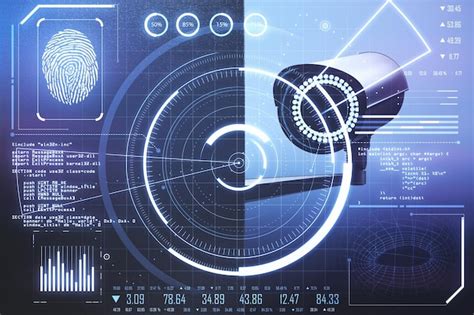 Premium Photo Human Biometric Identification Concept With Cctv Camera