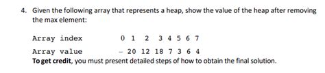 Solved Given The Following Array That Represents A Heap Chegg