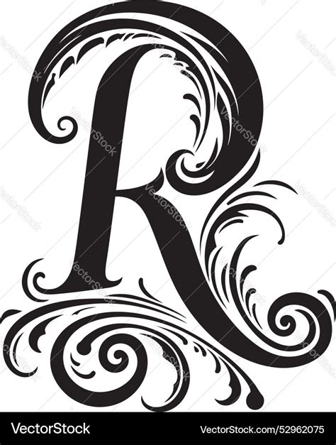 Renaissance Flourish Timeless Font R Art Regal Vector Image