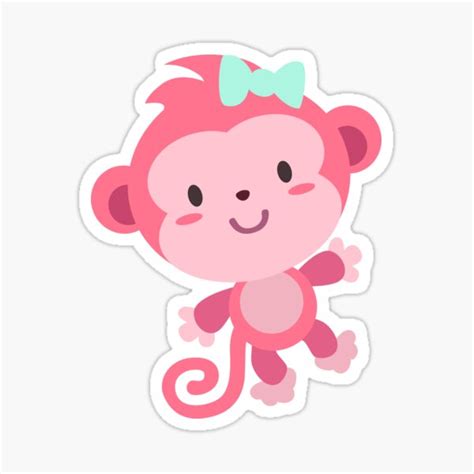 Cute Pink Monkey Design Sticker For Sale By Pomnook Redbubble