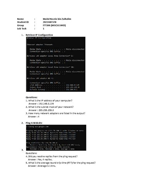 labtask 1 data communication networking itt300 name muhd nazrin