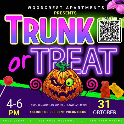 Woodcrest 🎃 Trunk Or Treat Resident Volunteers Needed 🍬 Were