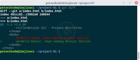 tutorial git 5 melihat perbandingan revisi dengan git diff