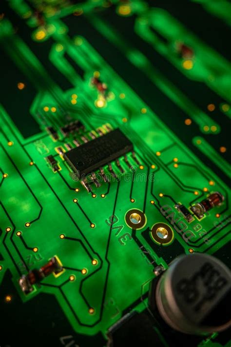 Detail Of A Microprocessor Resistors And Capacitors Soldered To A