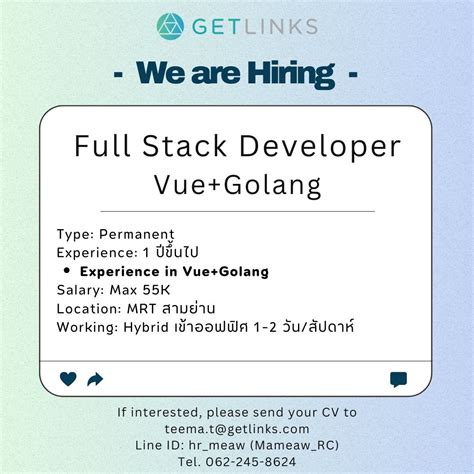 Teema T บน Linkedin 🔥🔥 เปิดรับสมัคร Full Stack Developer Vuegolang 🔥🔥 มะเหมี่ยวเป็น
