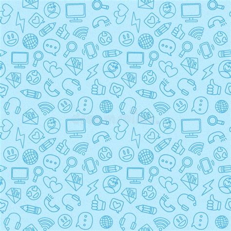 Social Media Seamless Background Internet Design Elements Blue Pattern