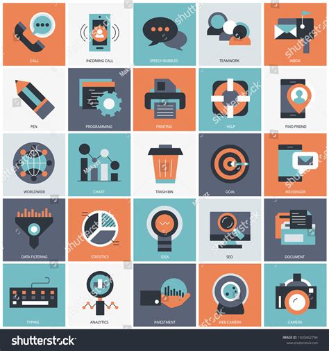 Business Technology Management Icon Set Websites Stock Vector Royalty Free 1920462794