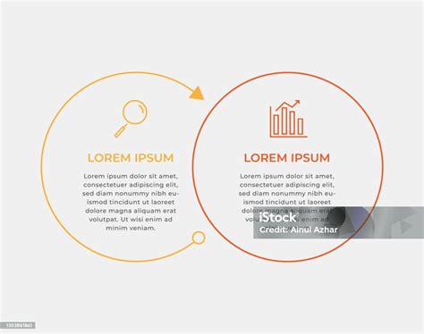 최소한의 비즈니스 인포그래픽 템플릿입니다 2 단계 옵션 및 마케팅 아이콘이있는 타임 라인 두 개의 원 연결 요소로 벡터 선형 인포그래픽 2에 대한 스톡 벡터 아트 및 기타