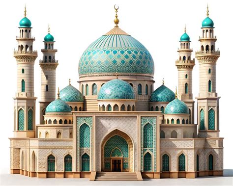 Majestic Mosque Architectural Render Stock Illustration Illustration