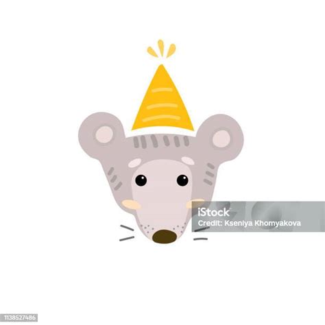 파티 모자에 곰 귀여운 만화 캐릭터 의류 섬유 엽서 문구 제품 및 기타 물건 멋진 사진은 어린이의 제품에 대 한 좋은 것입니다 벡터 일러스트입니다 0명에 대한 스톡 벡터