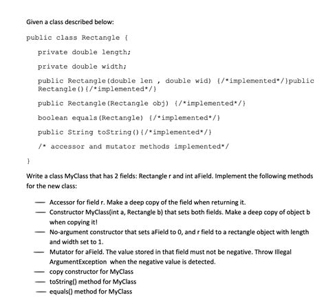 Solved Given A Class Described Below Write A Class Myclass