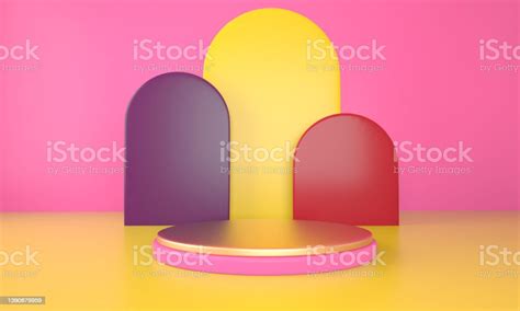 기하학적 모양의 3d 렌더링 스튜디오 바닥에 연단 제품 프레젠테이션을 위한 플랫폼 배경 모의 0명에 대한 스톡 사진 및 기타 이미지 Istock