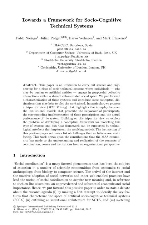 Pdf Towards A Framework For Socio Cognitive Technical Systems