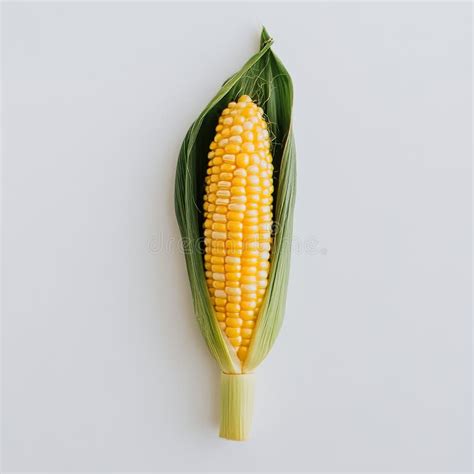 The Image Depicts A Corn Cob Complete With A Yellow Kernel Positioned