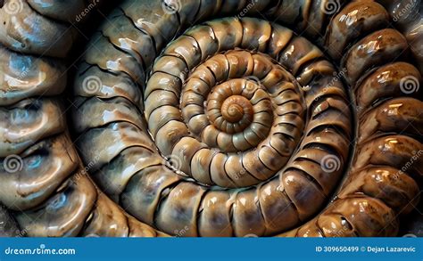 Organic Spiral Twisted Living Fossil With Scales Stock Illustration