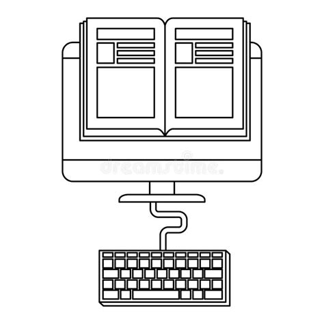 Electronic Book With Computer And Keyboard Stock Illustration