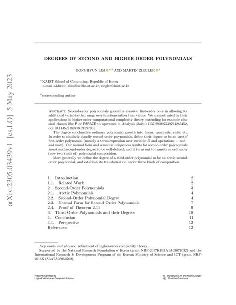 Degrees Of Second And Higher Order Polynomials Deepai
