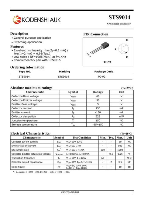 C9013 Transistor Datasheet: Specifications, Pinout, and Application ...