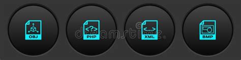 Set Obj File Document Php Xml And Bmp Icon Vector Stock Vector
