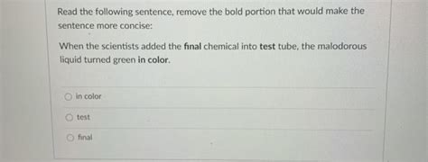 solved read the following sentence remove the bold portion