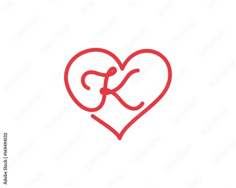Letter K And Heart Logo 1 เวกเตอร์สต็อก Adobe Stock