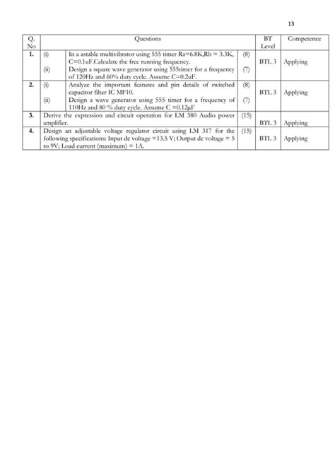 Ec8453 Linear Intergrated Circuits Question Bank Doc Digital Audio Computer Software And