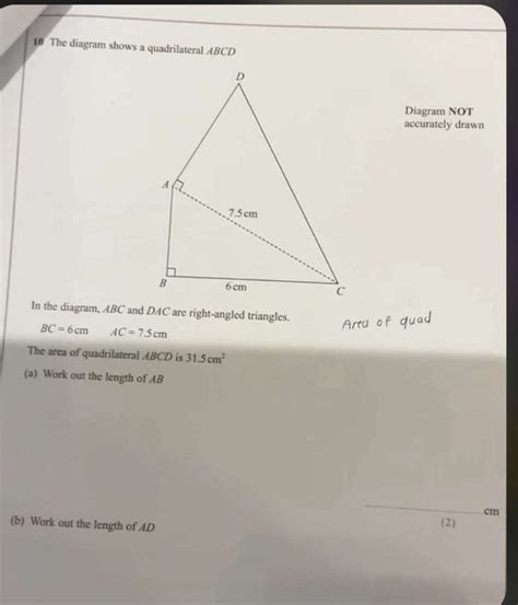 Solved 10 ﻿the Diagram Shows A Quadrilateral Abcddiagram Not