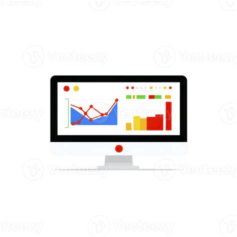 Computer Monitor Displaying Colorful Graphs And Charts Including Line