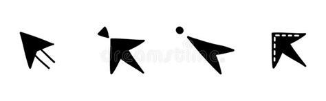 Doodle Click Icon Set Hand Drawn Mouse Cursor Button Digital Black