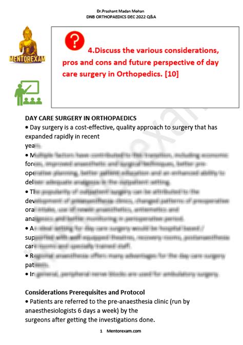 DNB MS Orthopaedics Solved Question Papers Bank Mentorexam Orthopaedics DNB MS NEET SS FET FNB