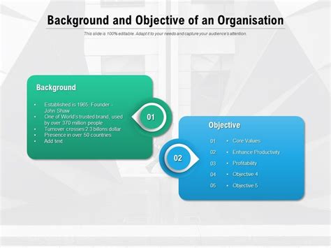 Background And Objective Of An Organisation PowerPoint Slides Diagrams Themes For PPT