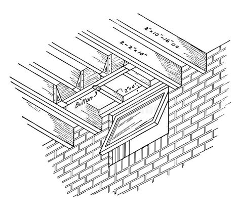 Basement Windows Framing Other Openings Vintage Engraving Stock Vector Illustration Of Line