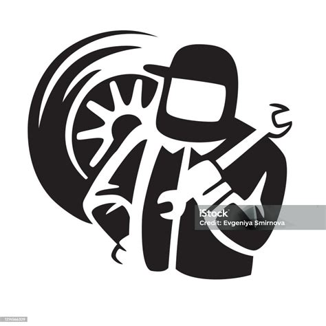 정비사 아이콘입니다 자동 수리 가게 로고 수리공 실루엣 직업 고립 된 벡터 블랙 검은색에 대한 스톡 벡터 아트 및 기타 이미지