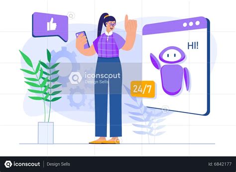 Girl Using Virtual Assistant Illustration Free Download Business