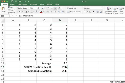 Excel에서 Stdev 함수를 사용하는 방법 어떻게 2025