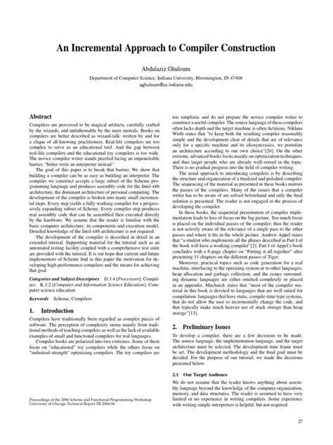 An Incremental Approach To Compiler Construction Pdf Scheme