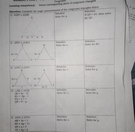 Solved Congruent Learning Competency Solves Corresponding Parts Of Congruent Triangles Of Sa