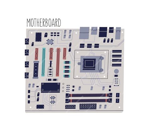 Premium Vector Computer Motherboard Isolated On White Background Mainboard Or Circuit Board