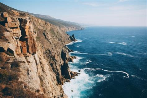 Scenic Coastal Cliffside Background Premium Ai Generated Image