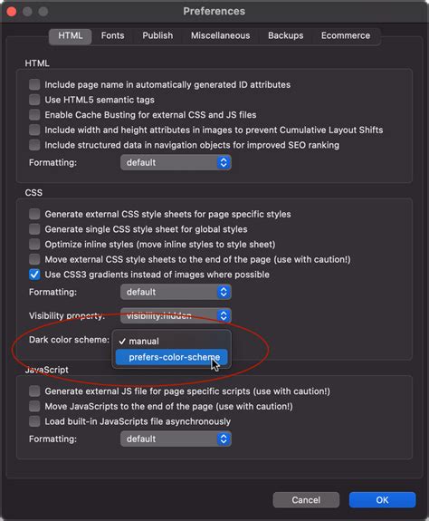 dark color scheme