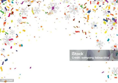 색종이 조각과 눈송이가 있는 휴일 배경 벡터 일러스트 레이 션 3차원 형태에 대한 스톡 벡터 아트 및 기타 이미지 3차원 형태 겨우살이과 겨울 Istock