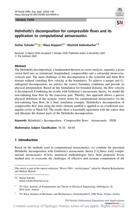 Pdf Helmholtzs Decomposition For Compressible Flows And Its