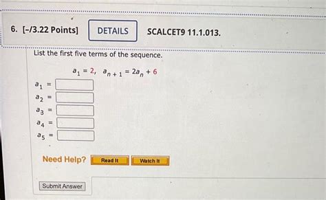 solved list the first five terms of the sequence