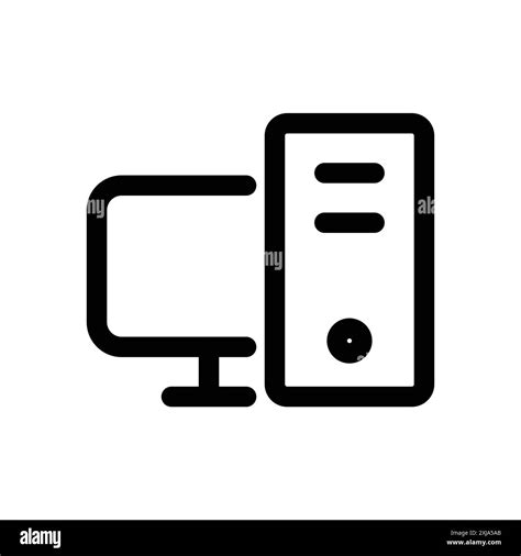 Desktop Computer Icon Set In Thin Line Outline Style And Linear Vector Sign Stock Vector Image